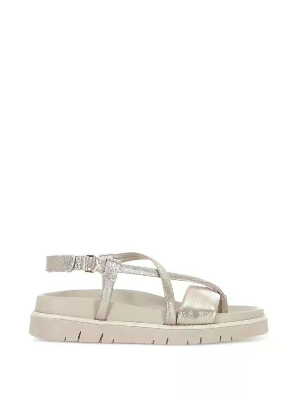 PATRIZIA BONFANTI Yasu Crossover Strap Metallic Sandals