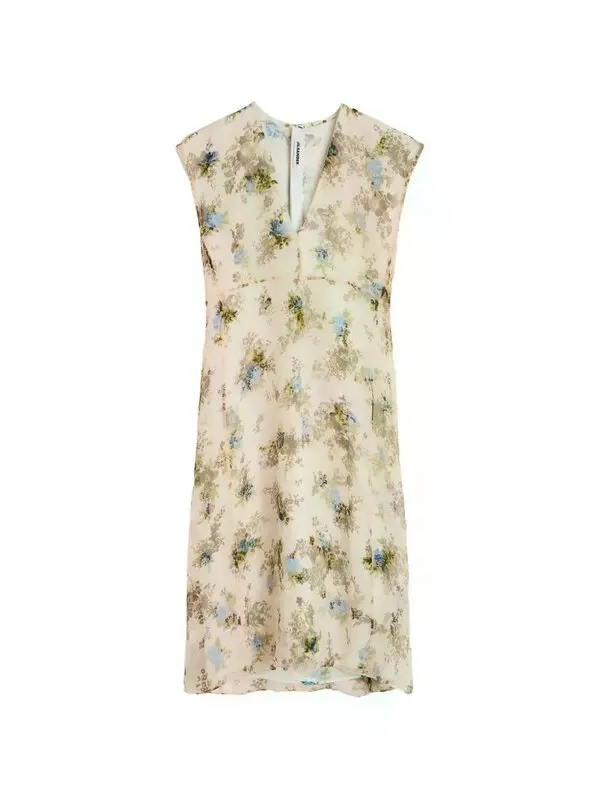 JIL SANDER Floral Print Silk Dress