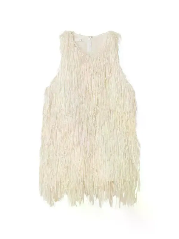 Co Collection Sleeveless Racer-back Top With Fringe Detail