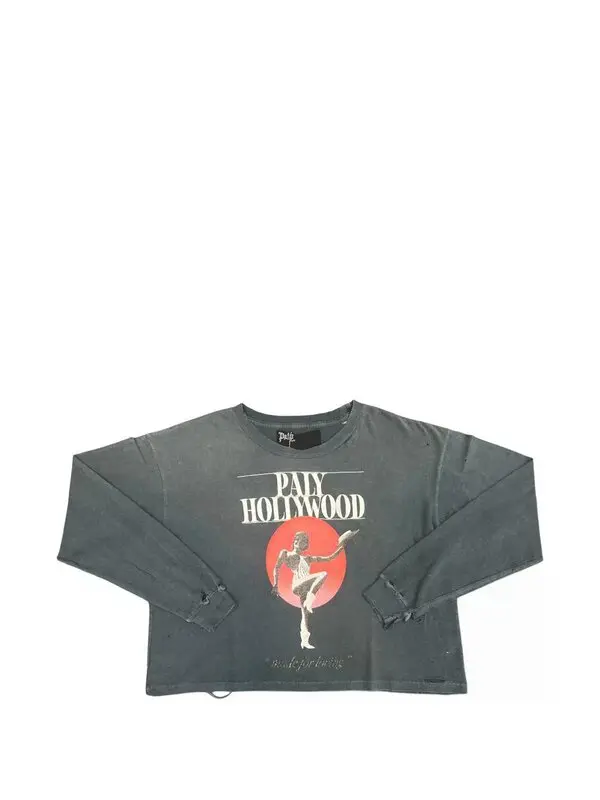 PALY Graphic Print Distressed Long Sleeve T-shirt