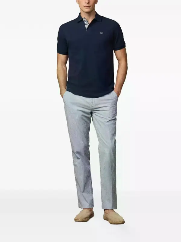 HACKETT LONDON Stripe-trim Logo-embroidered Polo Shirt