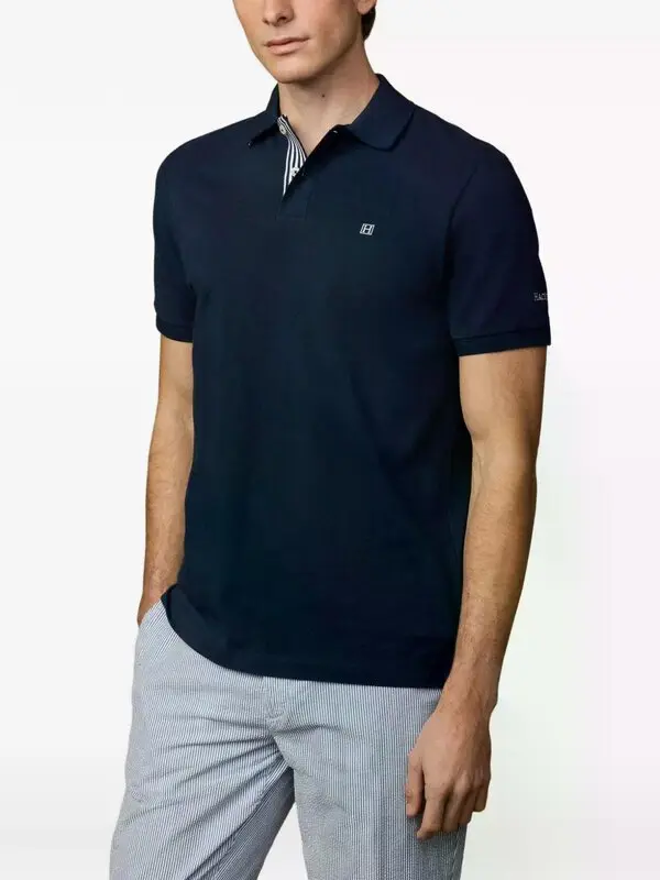 HACKETT LONDON Stripe-trim Logo-embroidered Polo Shirt