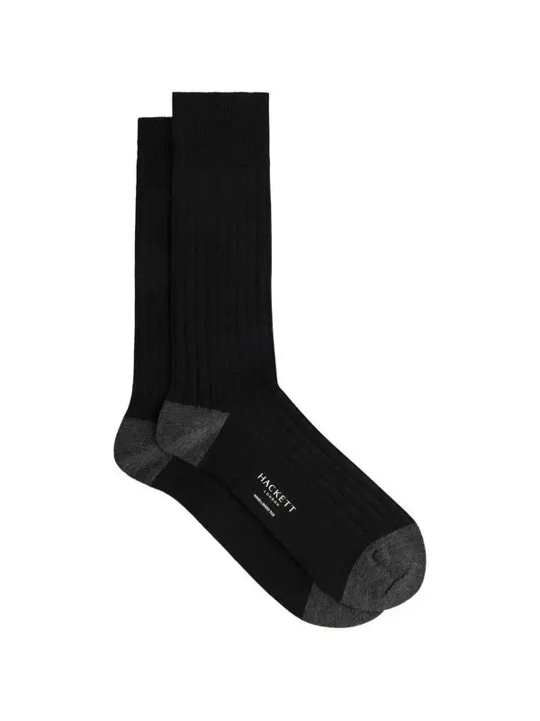 HACKETT LONDON Ribbed Knit Crew Socks With Contrast Trim