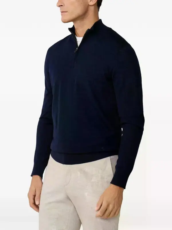 HACKETT LONDON Merino Wool Quarter-zip Sweatshirt