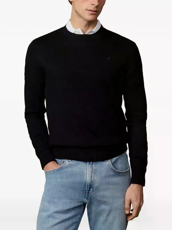 HACKETT LONDON Embroidered Cotton-knit Sweater