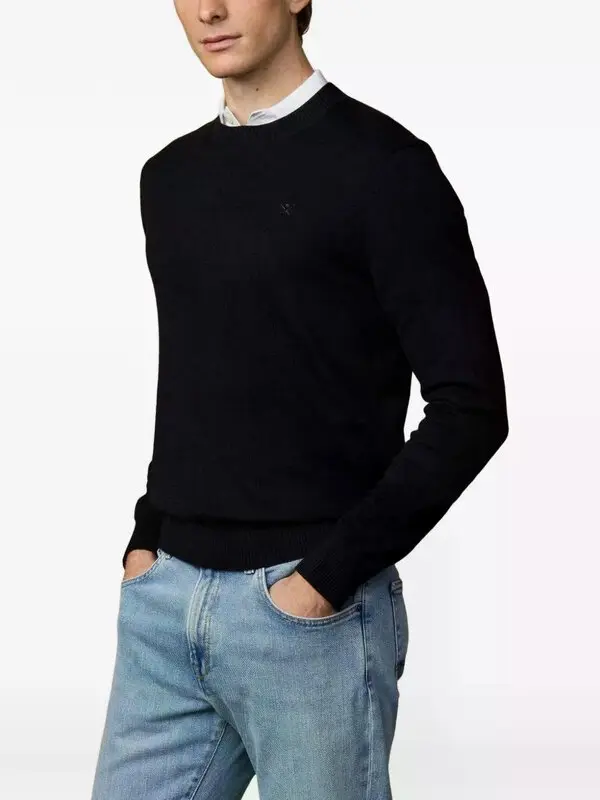HACKETT LONDON Embroidered Cotton-knit Sweater