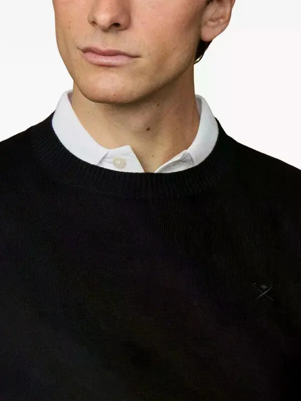HACKETT LONDON Embroidered Cotton-knit Sweater