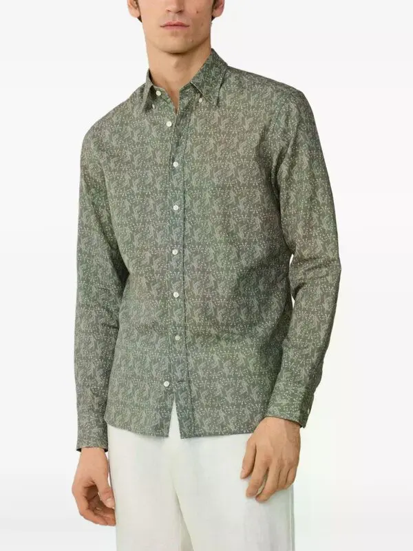 HACKETT LONDON Tiger-print Kent-collar Shirt