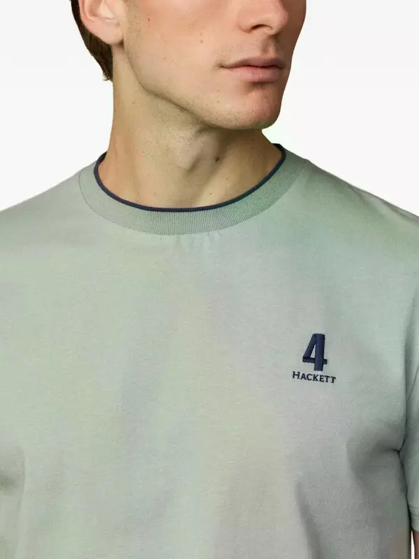 HACKETT LONDON Embroidered Tipped-collar T-shirt