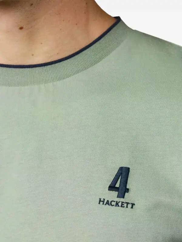 HACKETT LONDON Embroidered Tipped-collar T-shirt