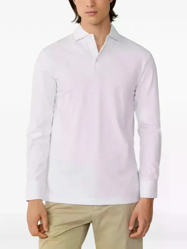 HACKETT LONDON Jersey-knit Long-sleeve Polo Shirt