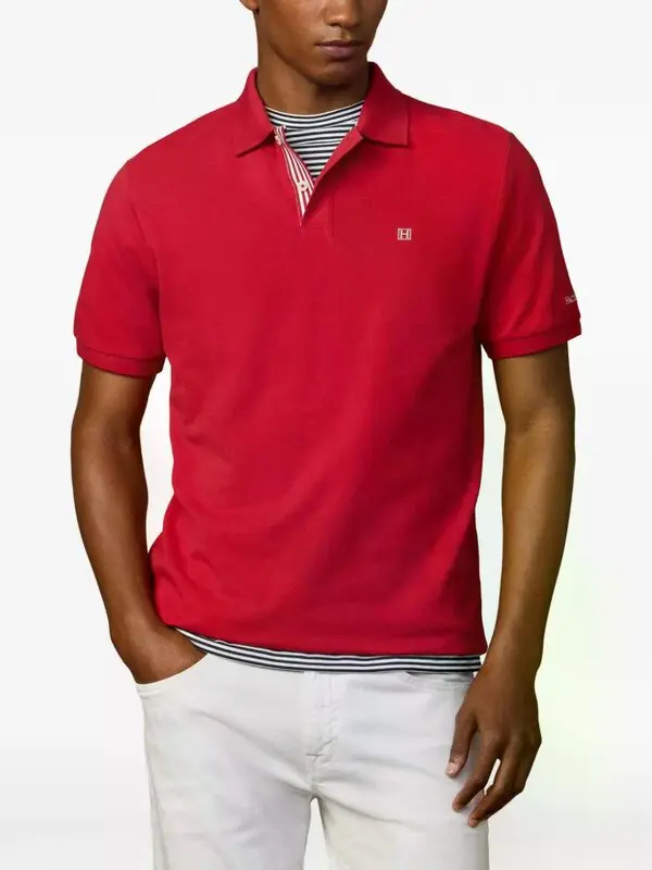 HACKETT LONDON Stripe-trim Logo-embroidered Polo Shirt