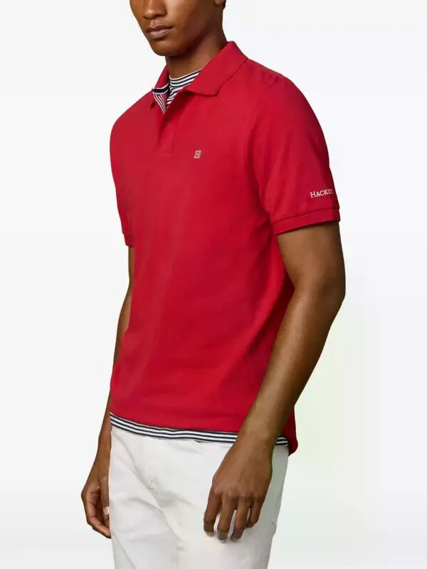 HACKETT LONDON Stripe-trim Logo-embroidered Polo Shirt