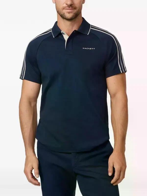 HACKETT LONDON Logo-embroidered Taped-sleeve Polo Shirt
