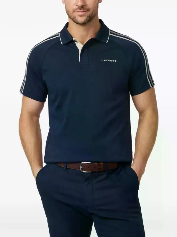 HACKETT LONDON Logo-embroidered Taped-sleeve Polo Shirt