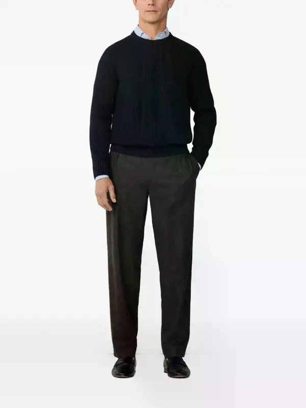 HACKETT LONDON Navy Rib-stitch Knit Raglan Sweater