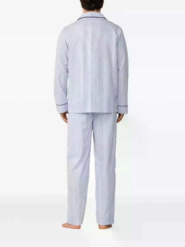 HACKETT LONDON Striped Cotton Pajamas Set - Blue