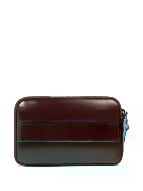 PIQUADRO Leather Clutch With Wrist Strap