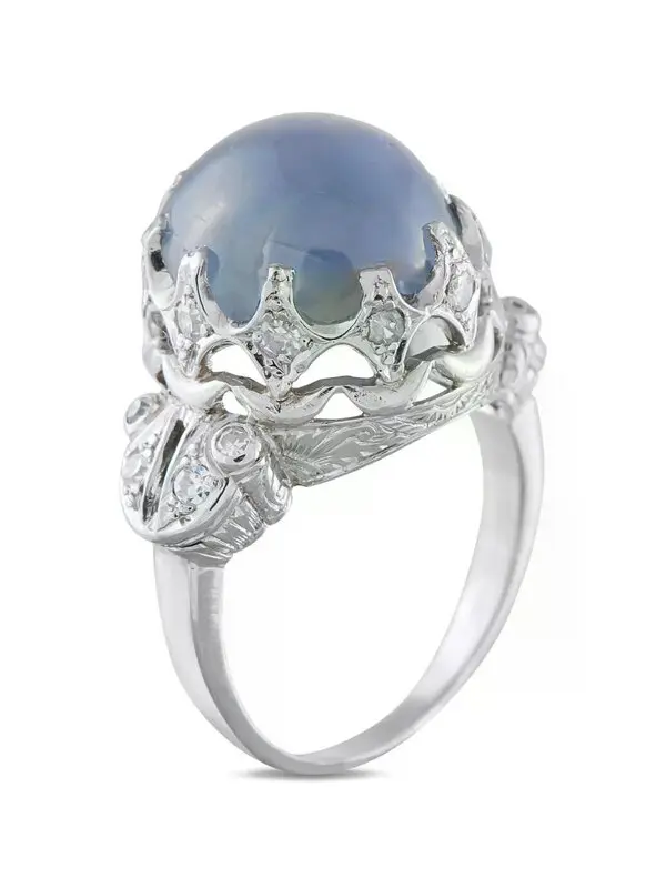 LB EXCLUSIVE Art Deco Sapphire And Diamond Ring - Silver