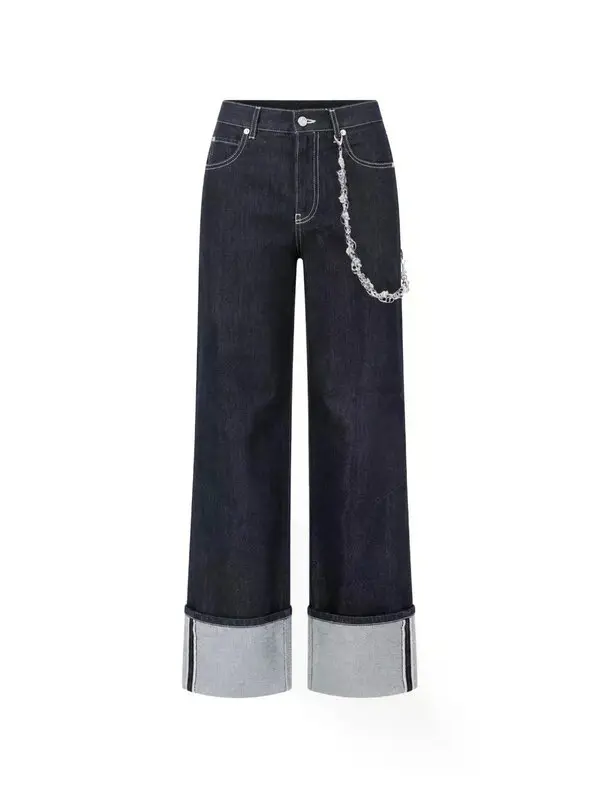 CIRCUS HOTEL Chain-detail Turn-up Jeans