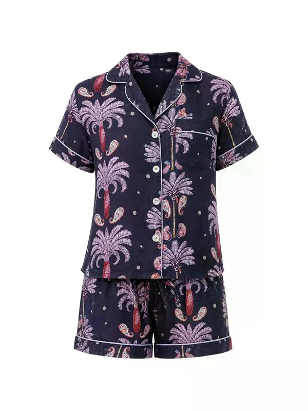 THE LAZY POET Nina Riviera Palm-print Pajama Set - Brown