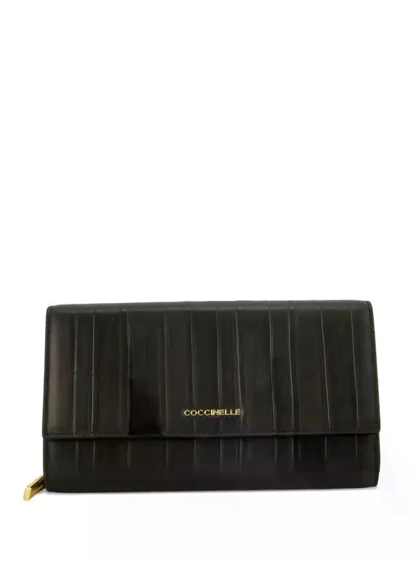 COCCINELLE Plissé-effect Foldover Wallet - Black