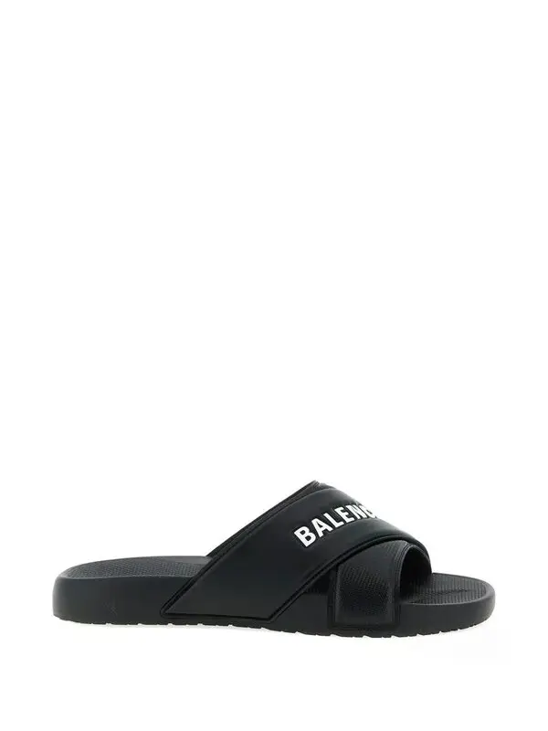 Balenciaga Sporty Pool Embossed Slides - Black