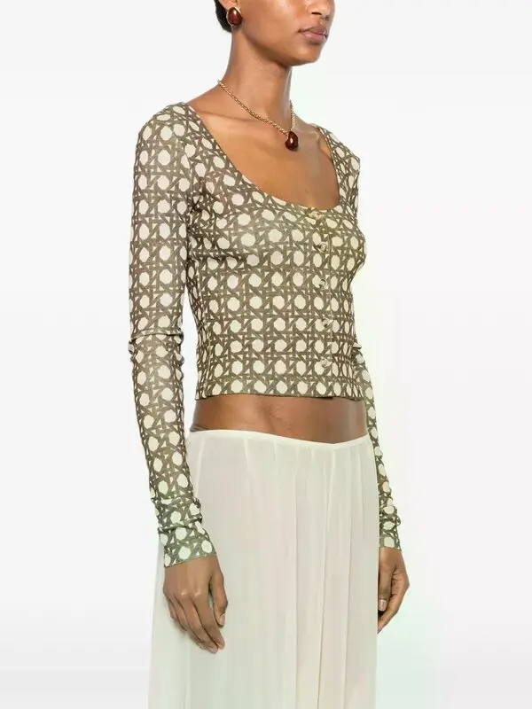 Nanushka Cropped Geometric-print Cardigan