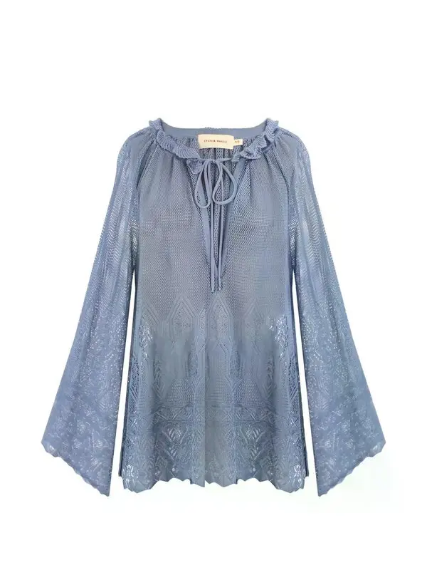 CECILIA PRADO Crochet-knit Ruffled Blouse