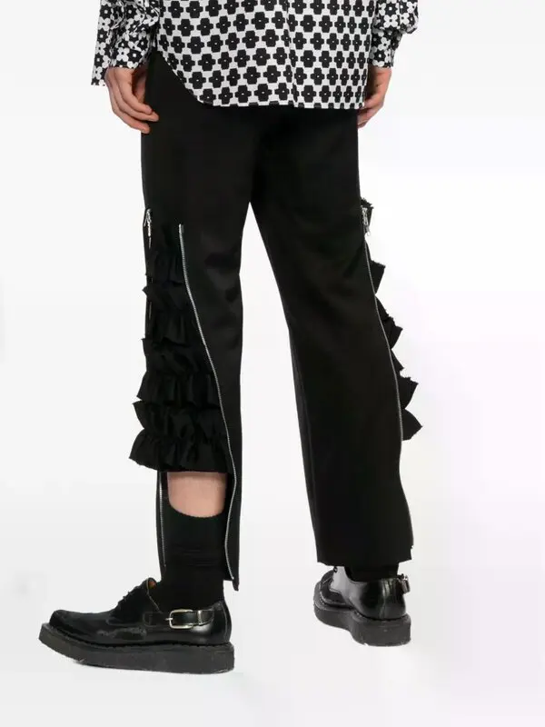 Comme Des Garçons Ruffled Zip Detail Trousers