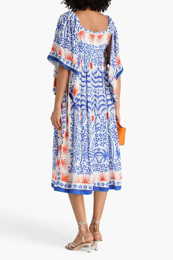 Farm Rio Printed Crepe De Chine Midi Dress