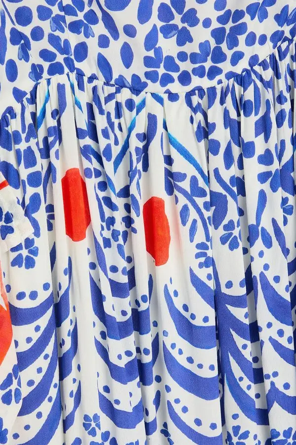 Farm Rio Printed Crepe De Chine Midi Dress