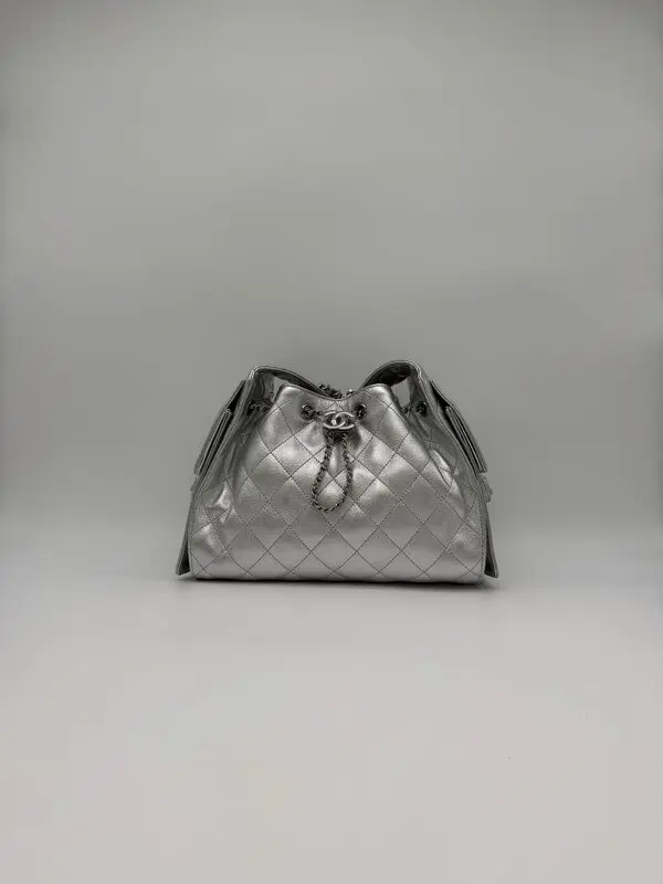 Chanel 25 Handbag Metallic Grained Calfskin & -tone Metal - Silver
