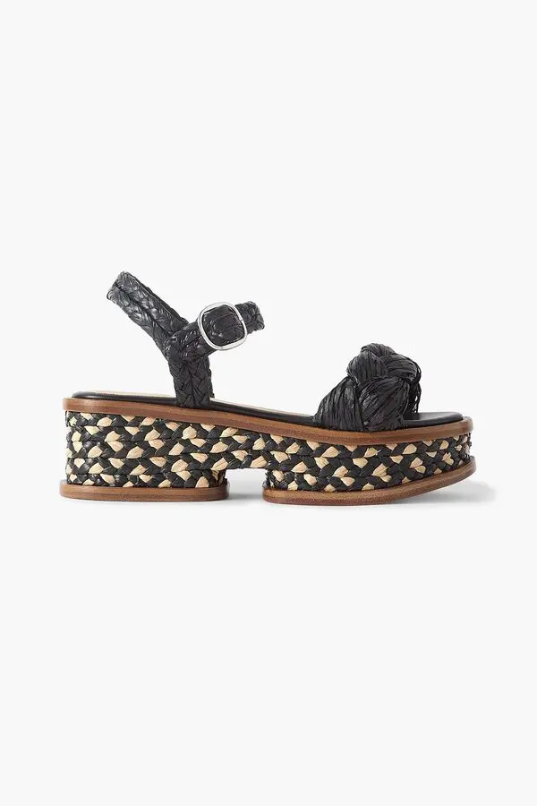 Gabriela Hearst Raffia Platform Sandals - Black