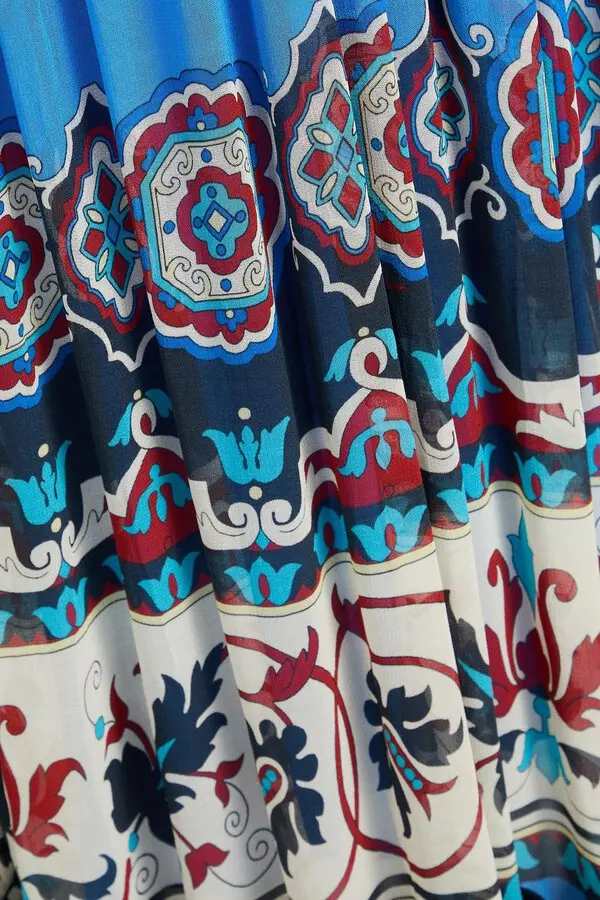 Farm Rio Gathered Printed Georgette Maxi Dress