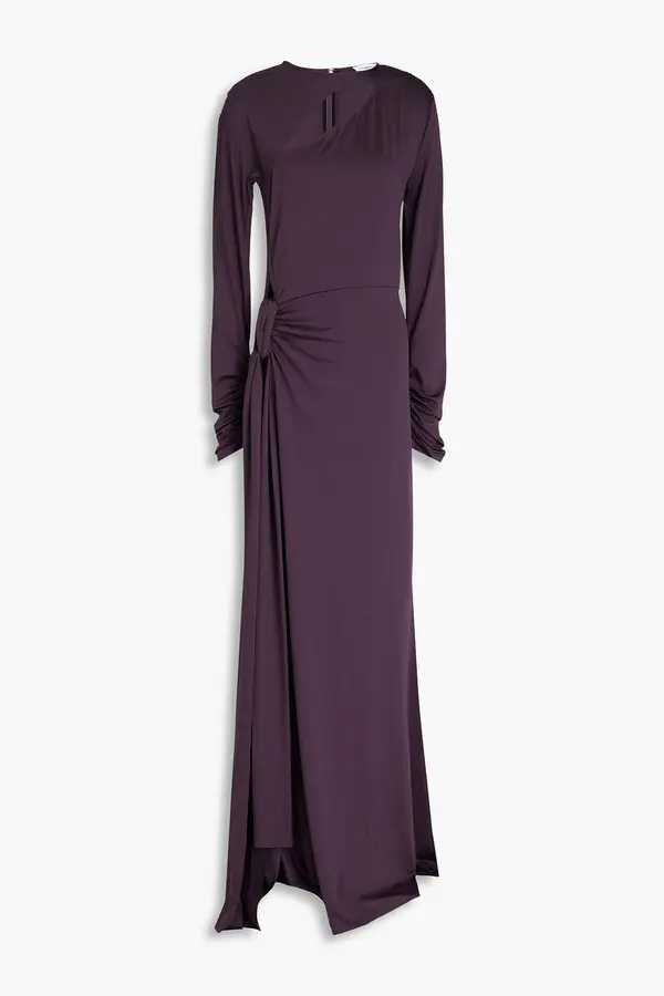 Victoria Beckham Cutout Stretchjersey Gown - Dark Purple