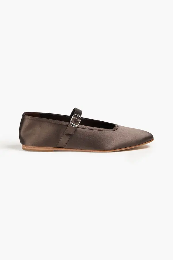 Le Monde Beryl Mary Jane Flats In Satin With Leather Trims