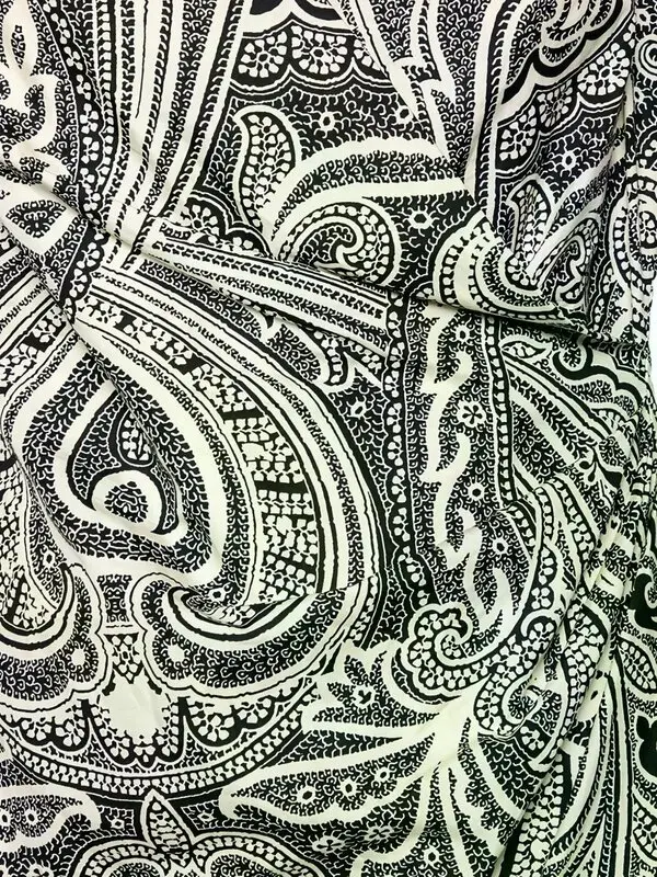 Max Mara Paisley Print Draped V-neck Dress - Black