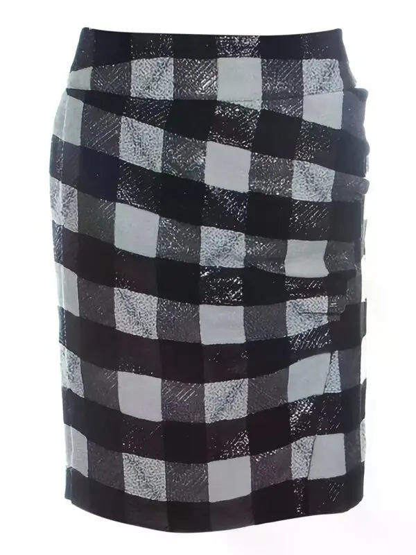 Emporio Armani Checkered Midi Skirt - Black