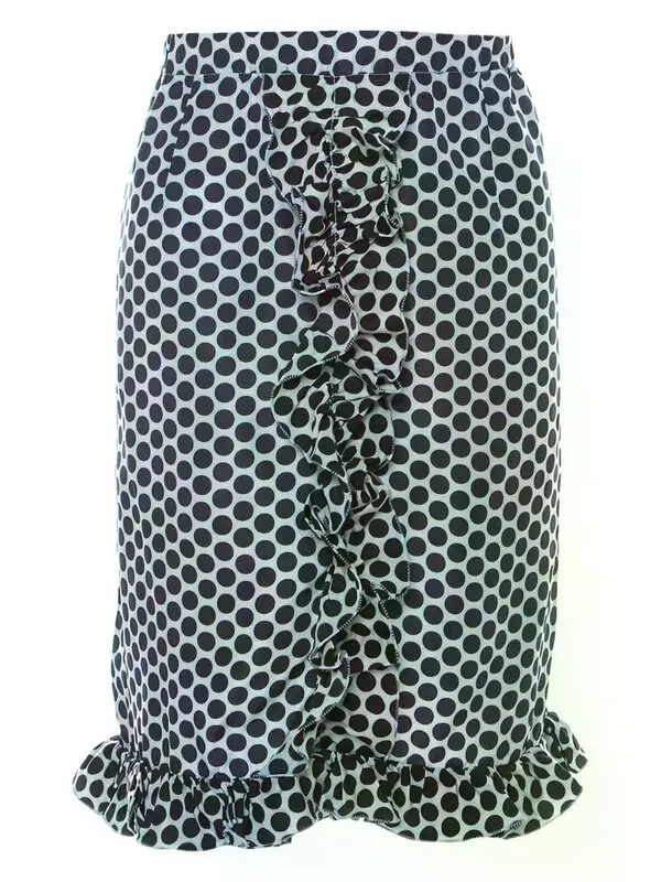 Marni Polka Dot Ruffle Midi Skirt - Blue