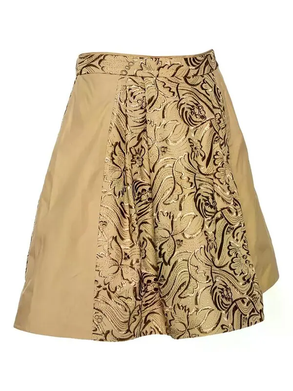 Roberto Cavalli Beige Cotton Pleated Skirt
