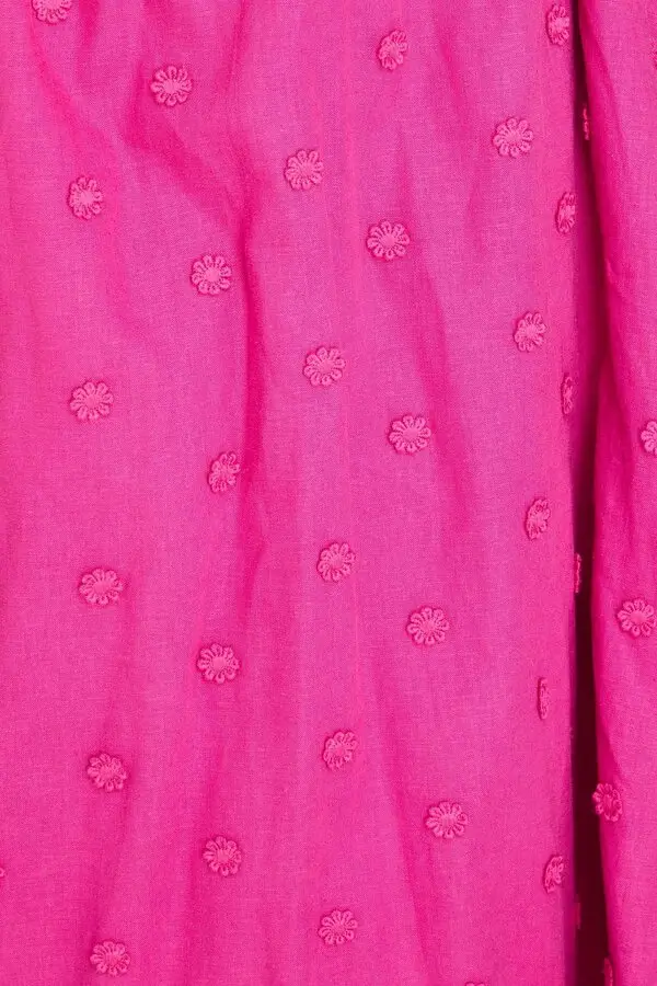 Farm Rio Floral Appliqué Linen-blend Midi Dress