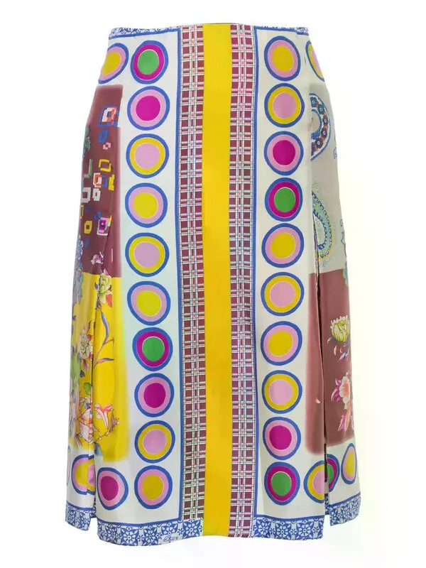 Etro Graphic Print Silk Skirt - Yellow
