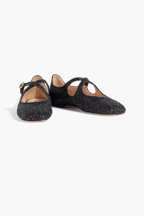 Bally Leather Glittered Ballet Flats