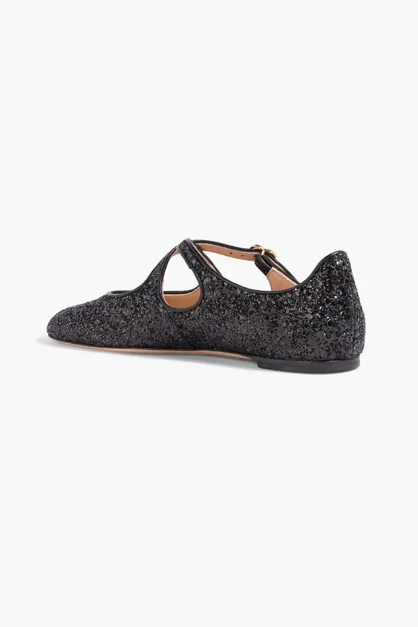 Bally Leather Glittered Ballet Flats