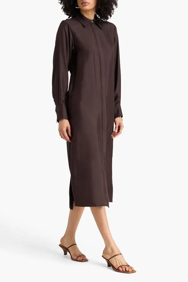 RÓHE Cutout Silk-twill Midi Shirt Dress