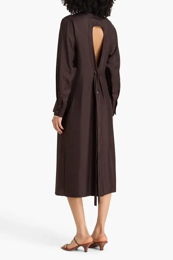 RÓHE Cutout Silk-twill Midi Shirt Dress