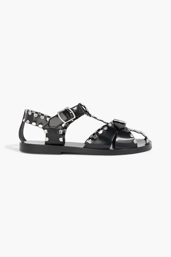 Bally Studded Glossed Leather Sandals - Black