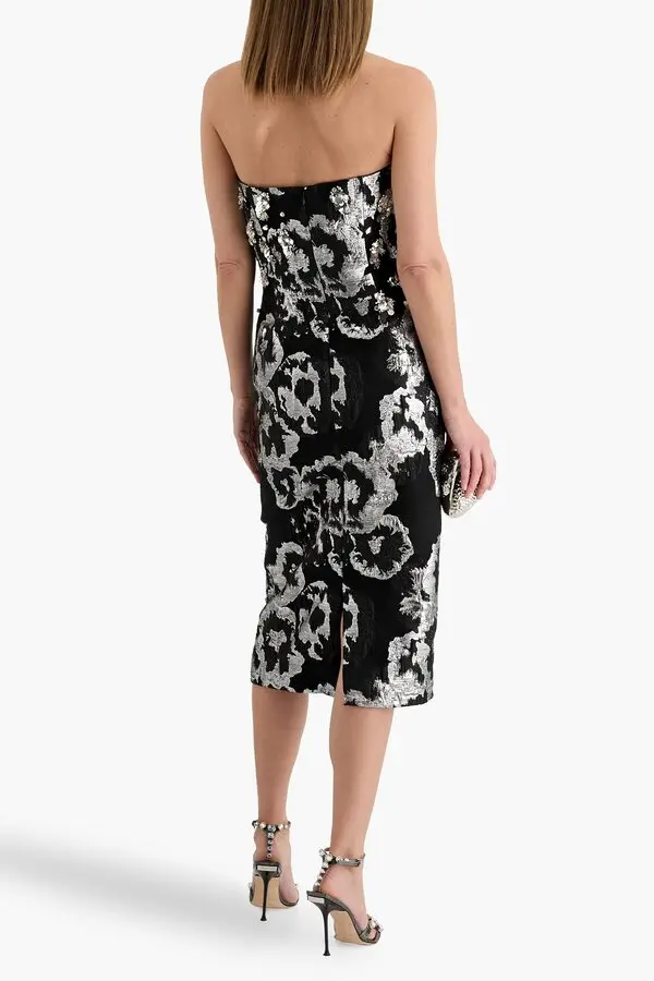 Jenny Packham Lotus Strapless Embellished Midi Dress