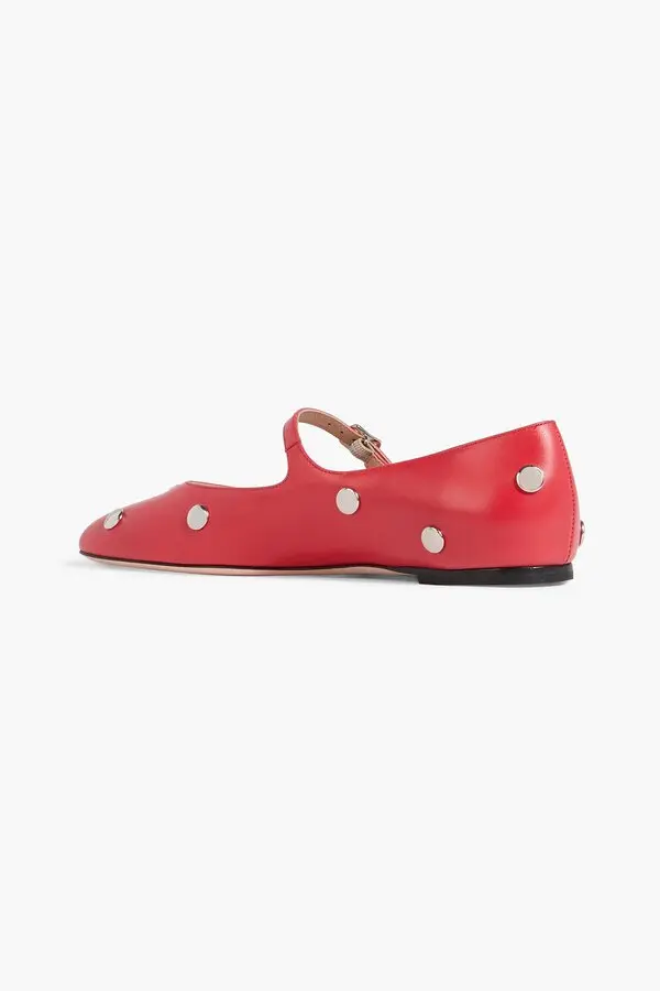 Bally Belkys Studded Leather Mary Jane Flats - Red